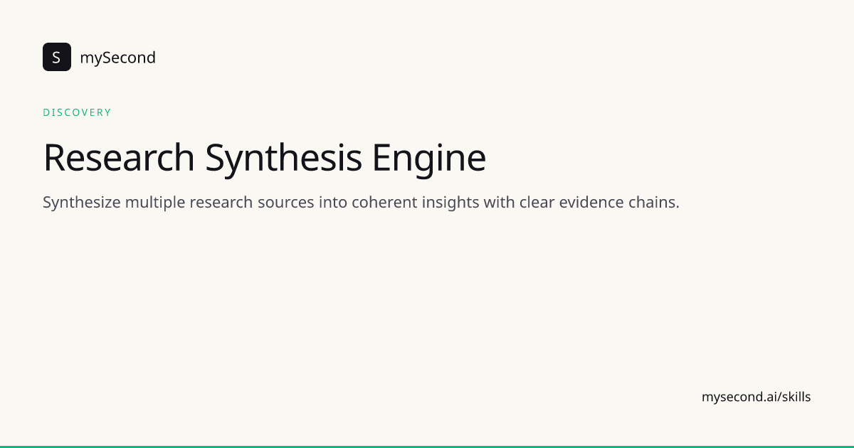 Research Synthesis Engine for Product Managers | mySecond